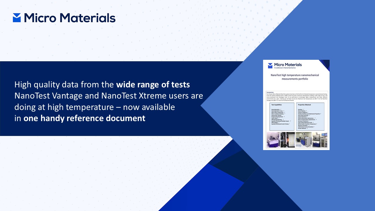 New reference document for high temperature capabilities of the ...